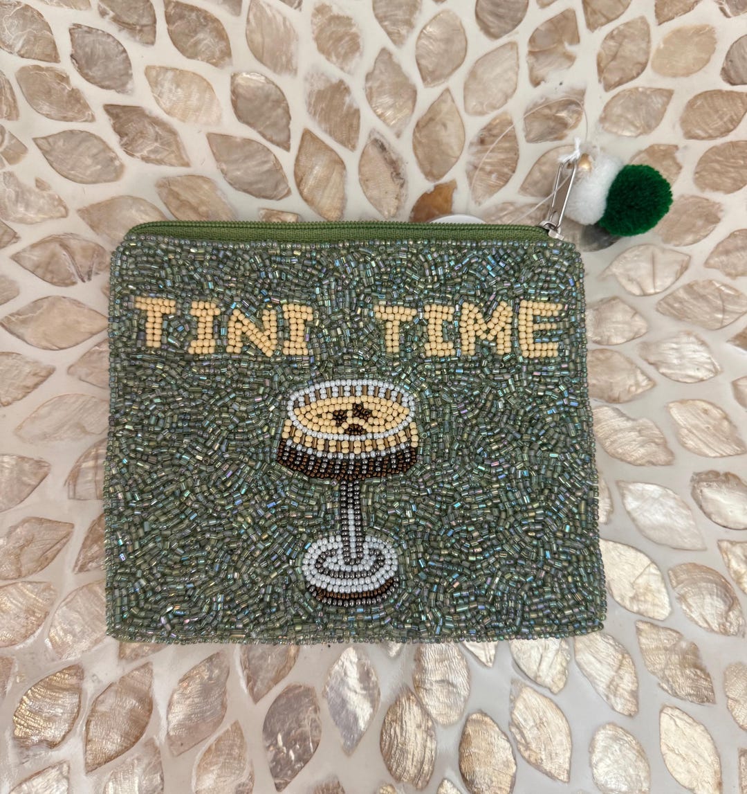 Tini Time Hand-beaded Coin Purse - Martini Glass Design Pouch for ...