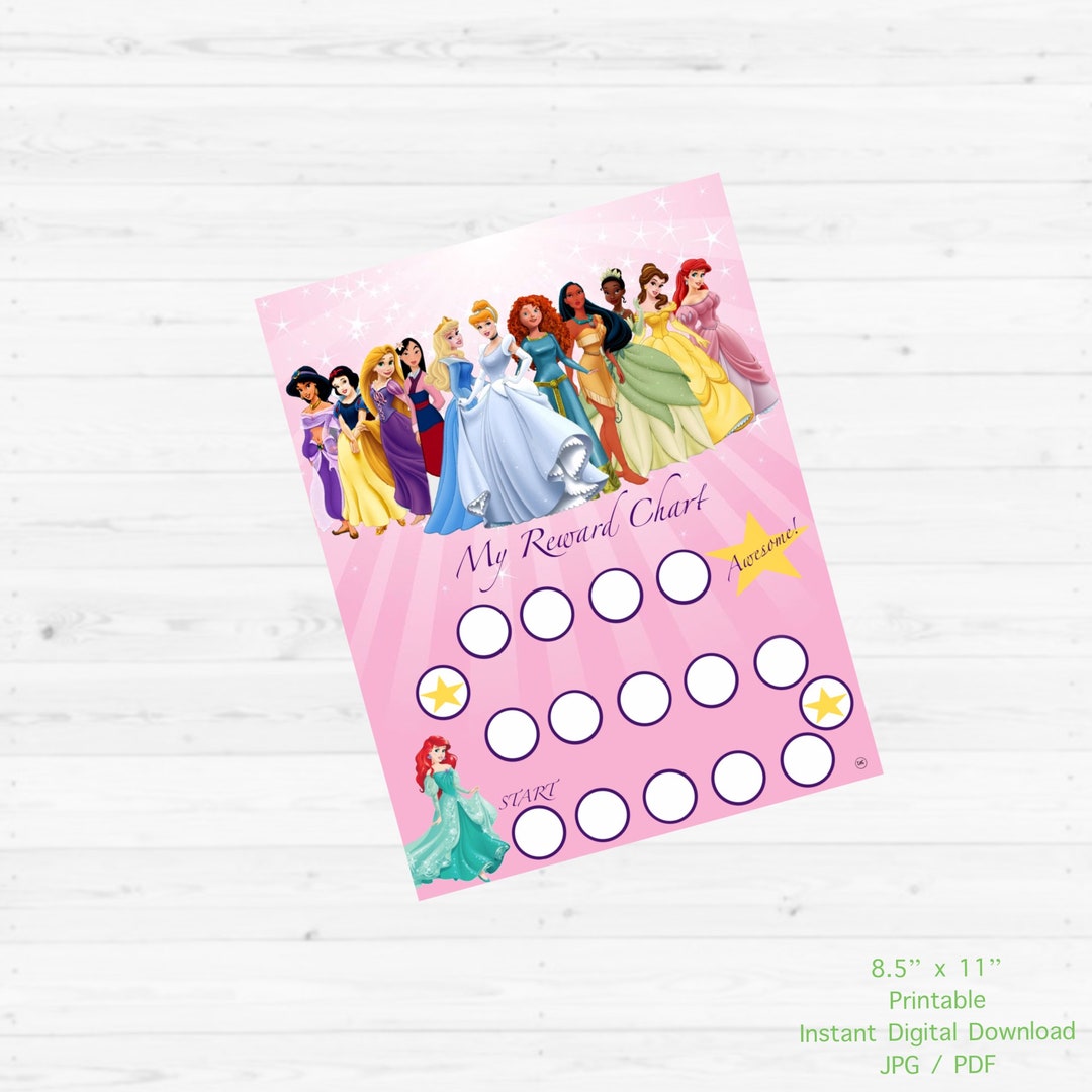 Princess Reward Chart | INSTANT DOWNLOAD | Potty Chart |customizable ...
