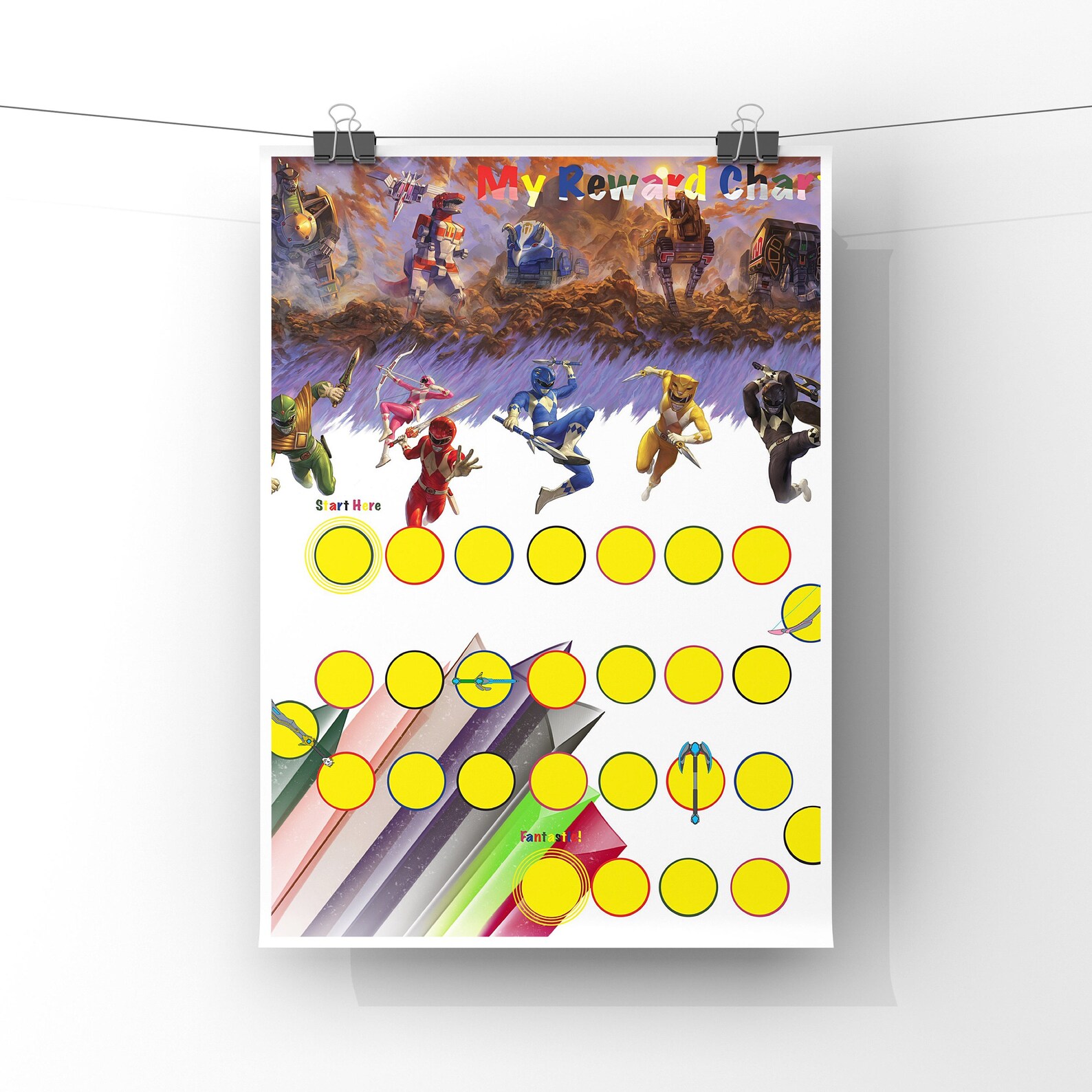 Power Rangers Digital Printable Reward Training Chart Potty | Etsy