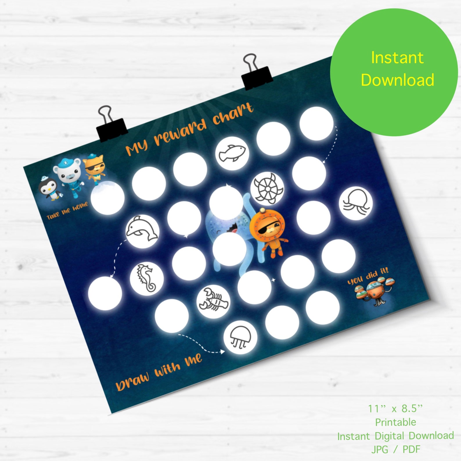Octonauts Digital Printable Reward Chart | Potty & Chore Chart | Kids ...