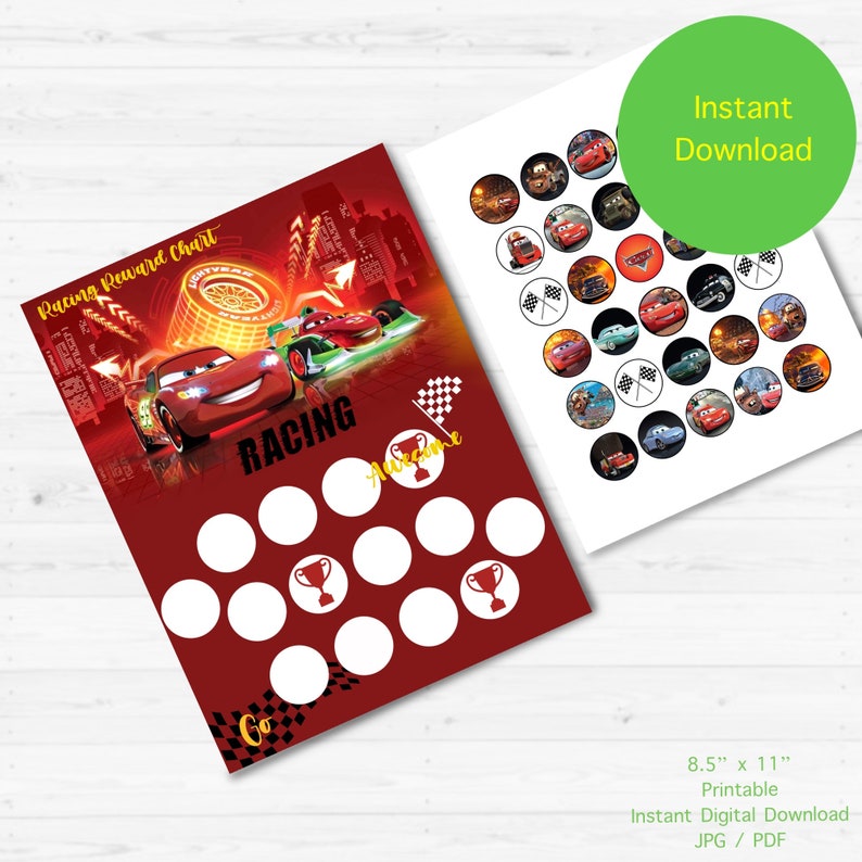 Cars Reward Chart & Stickers | INSTANT DOWNLOAD | Potty Chart ...
