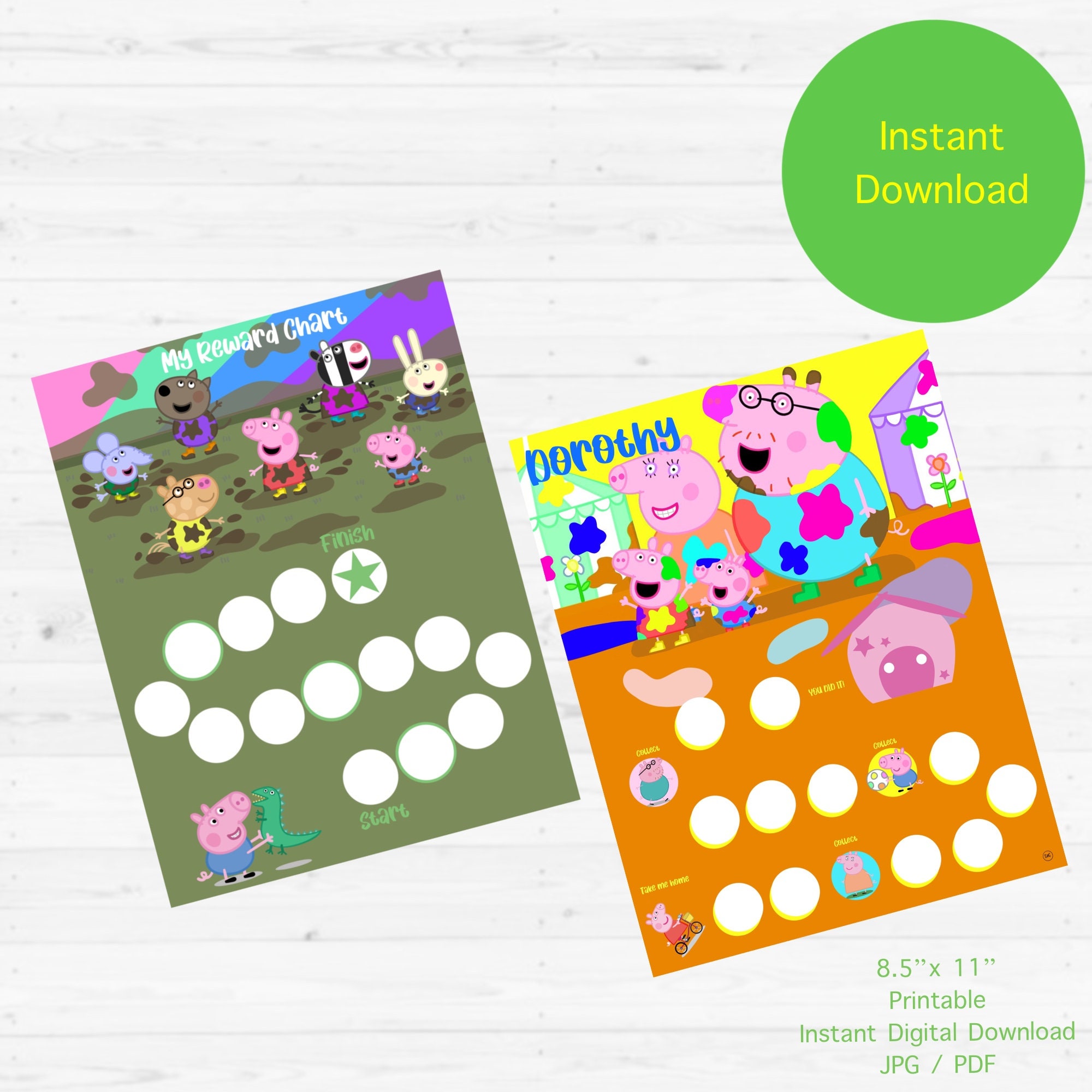 Peppa Pig Reward Charts INSTANT DOWNLOAD Potty Chart | Etsy