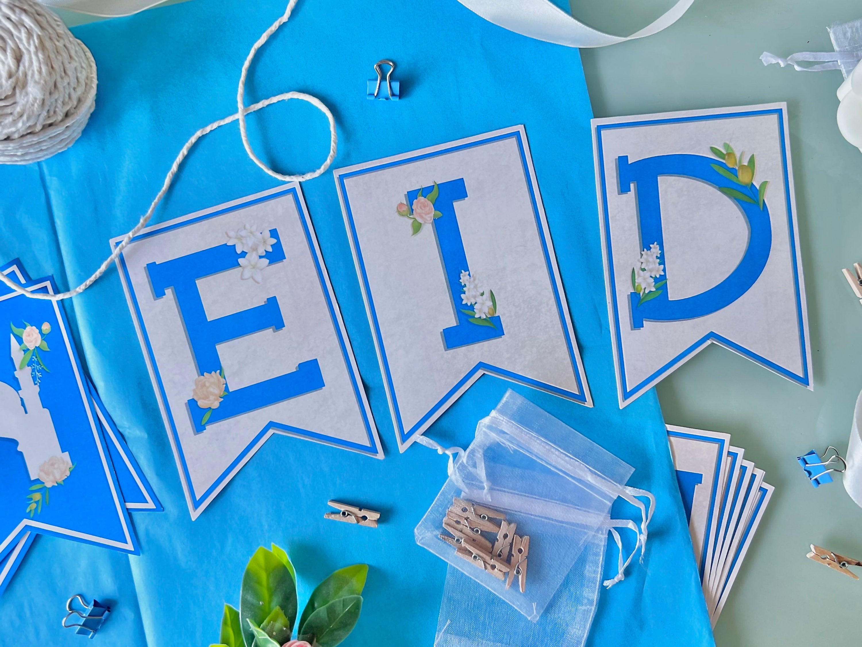 Eid Mubarak Banner | Floral Theme 4 Colours | Eid Decoration - Etsy