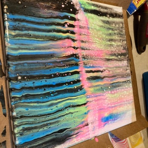 Acrylic paint pour swipe technique | Etsy