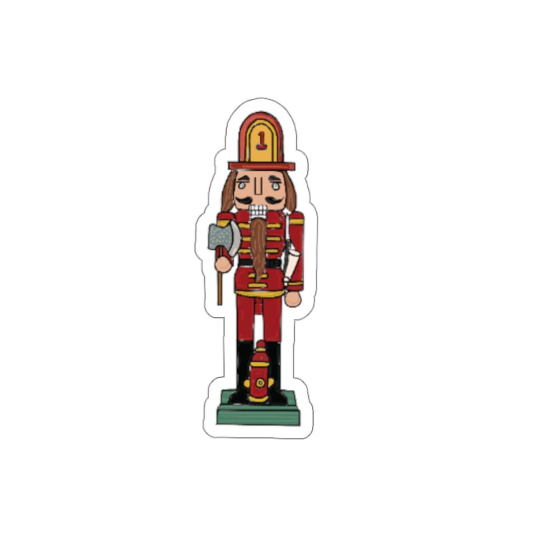 Funny Nutcracker Firefighter Kiss-cut Sticker, Christmas Sticker ...