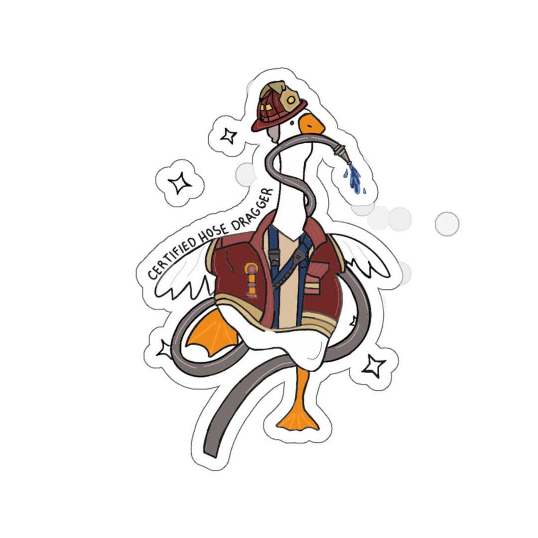 Funny Firefighter Goose Sticker | Certified Hose Dragger Decal ...