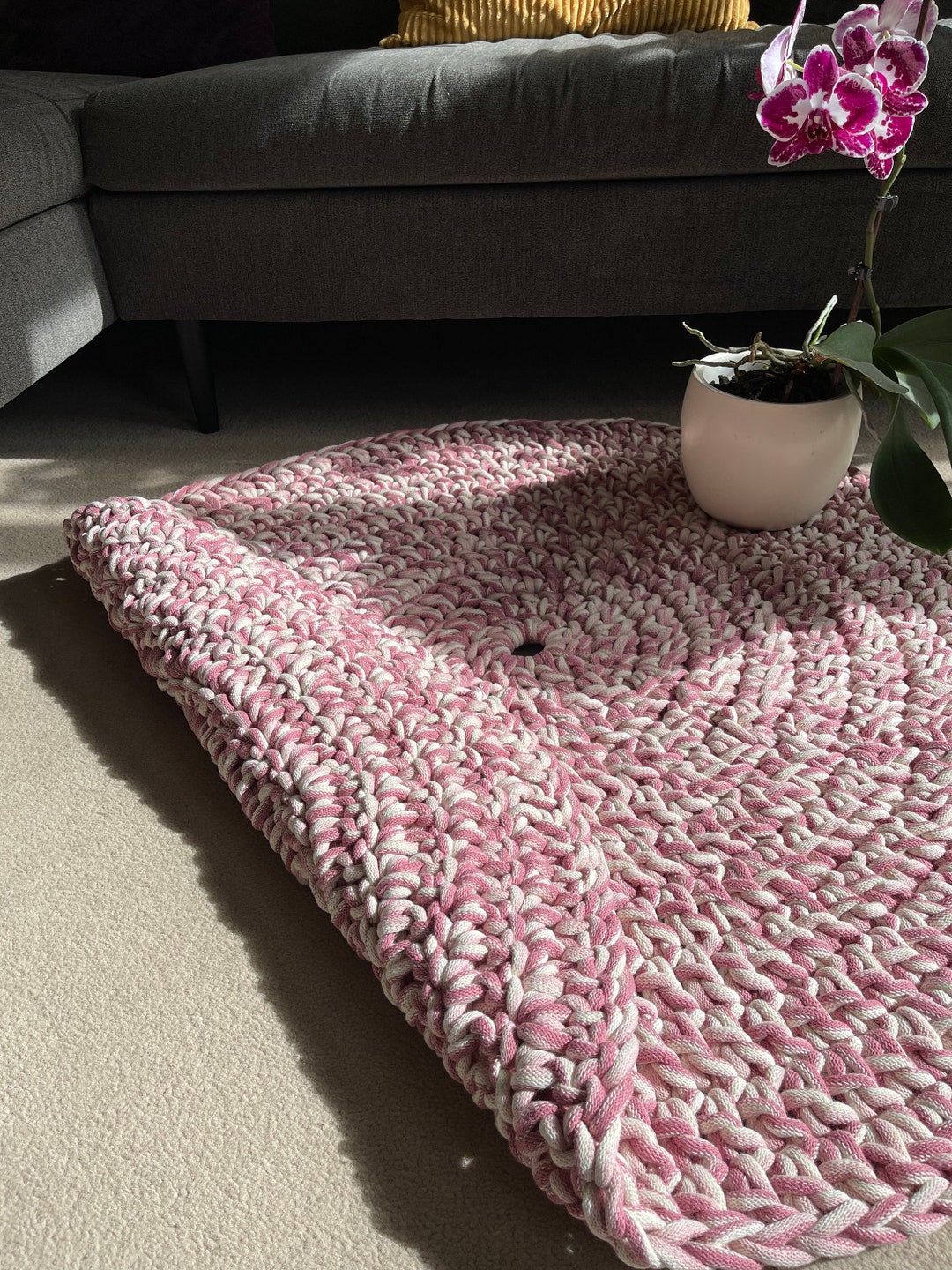 Super Chunky Crochet Rug Nursery Decor Kids Room Carpet Round Rug Girls ...