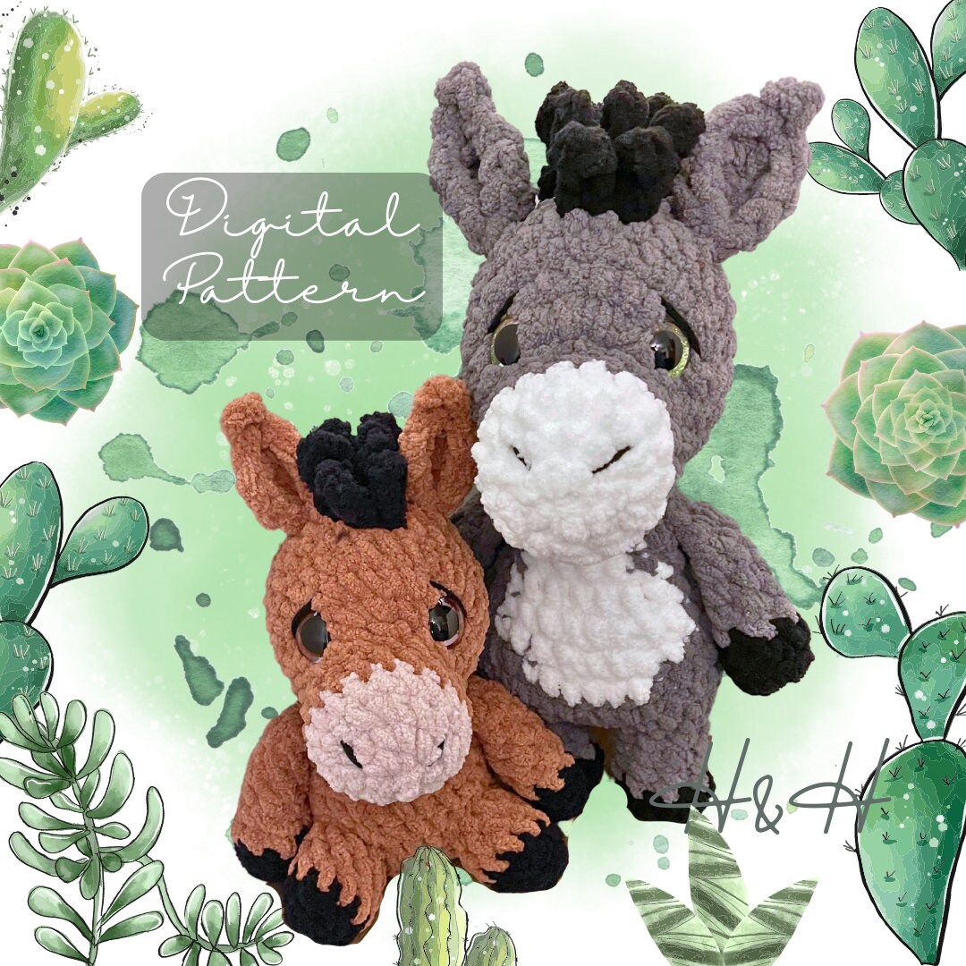 Dewie the Donkey or Mule Mini Plushie Crochet Pattern Digital - Etsy
