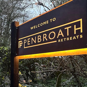 CORTEN rusted Steel LED Backlit Sign, Backlit, Business Sign-plaque ...