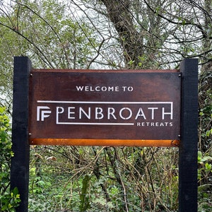 CORTEN rusted Steel LED Backlit Sign, Backlit, Business Sign-plaque ...