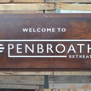 CORTEN rusted Steel LED Backlit Sign, Backlit, Business Sign-plaque ...