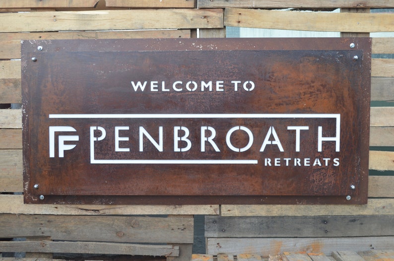 CORTEN rusted Steel LED Backlit Sign Backlit Business - Etsy Canada