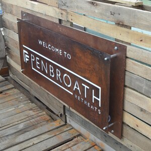 CORTEN rusted Steel LED Backlit Sign, Backlit, Business Sign-plaque ...