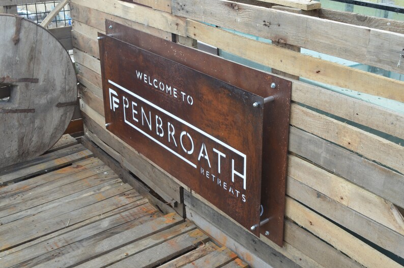 CORTEN rusted Steel LED Backlit Sign Backlit Business - Etsy Canada