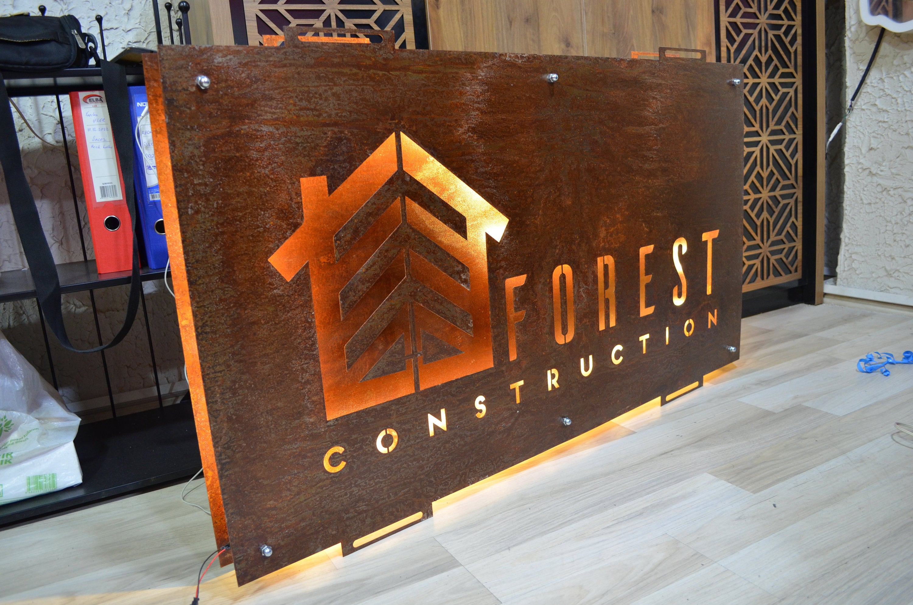 CORTEN rusted Steel LED Backlit Sign Backlit Business - Etsy Canada