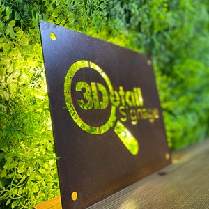 Corten Steel LED Sign: Rusted Metal, Backlit Business Plaque - Etsy