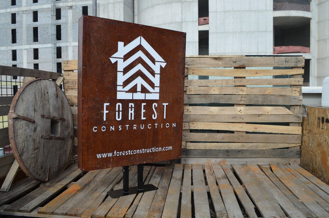 Rusty Double Sided Signage, Corten Light Box, Rusty Blade Signage ...