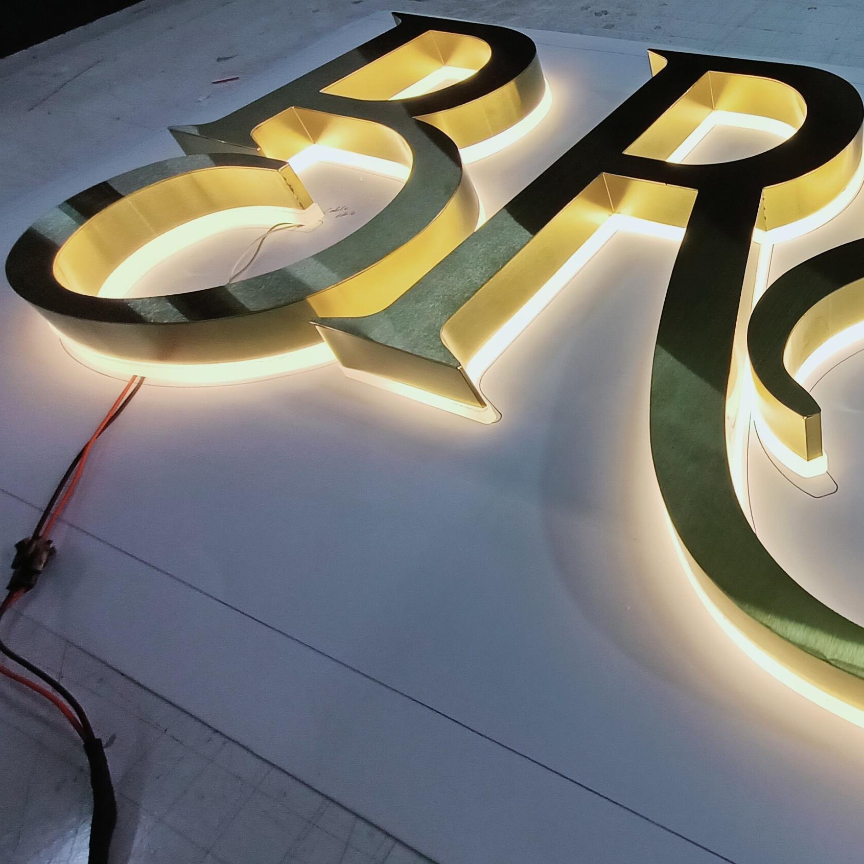 Backlit Stainless Steel Channel Letter Sign: Halo Lit, Indoor/outdoor ...