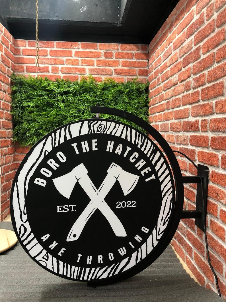 360 Rotating Light Box: Personalized Double Sided Outdoor Logo Sign - Etsy