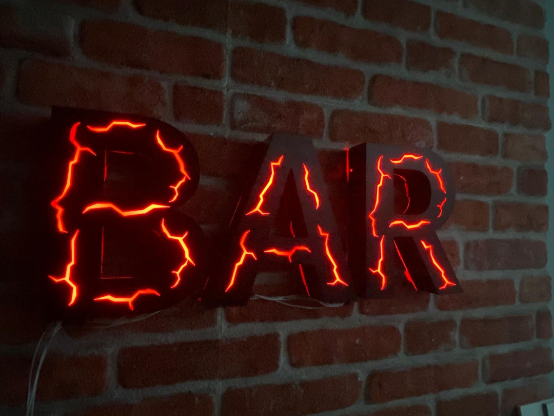 Personalized Bar Sign, Basement Bar Sign, Custom Bar Sign, Illuminated ...