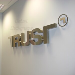 Custom Stainless Steel 3D Office Logo Signs - Modern Metal Business ...