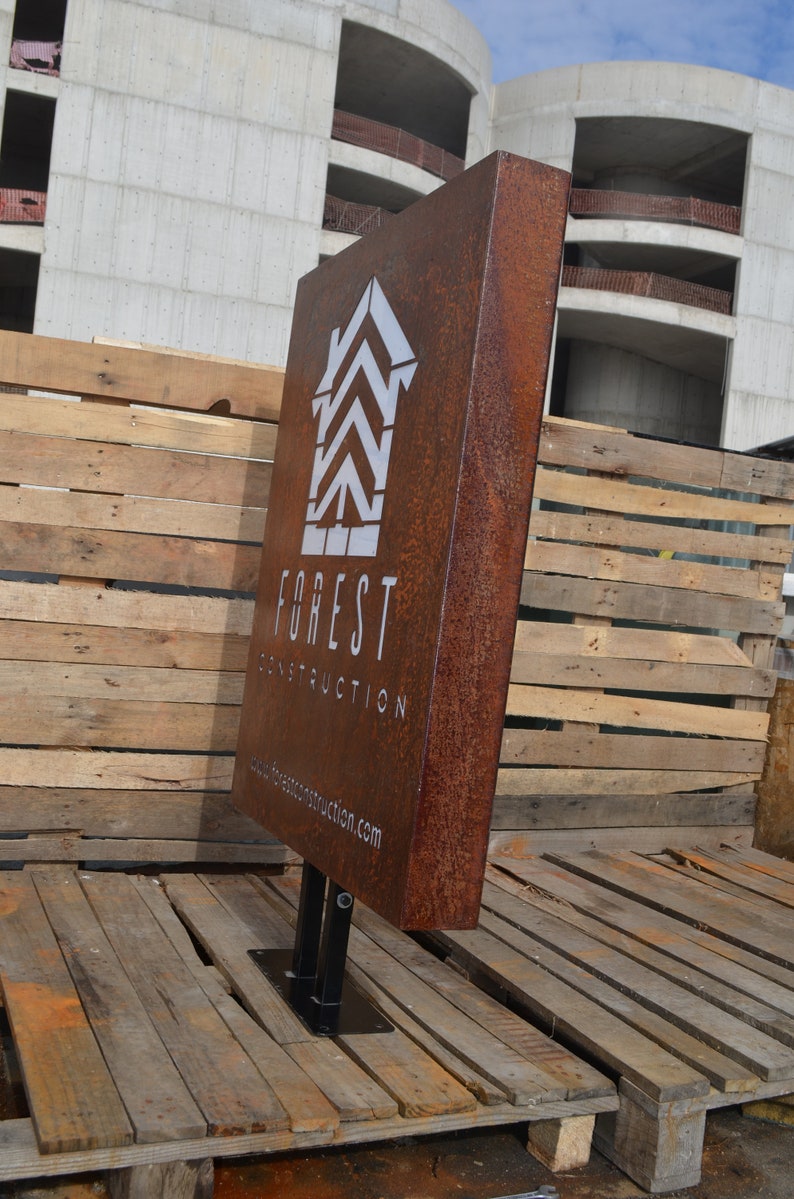 Corten Steel Light Box: Rusty Double Sided LED Business Sign - Etsy