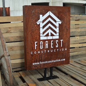 Rusty Double Sided Signage, Corten Light Box, Rusty Blade Signage ...