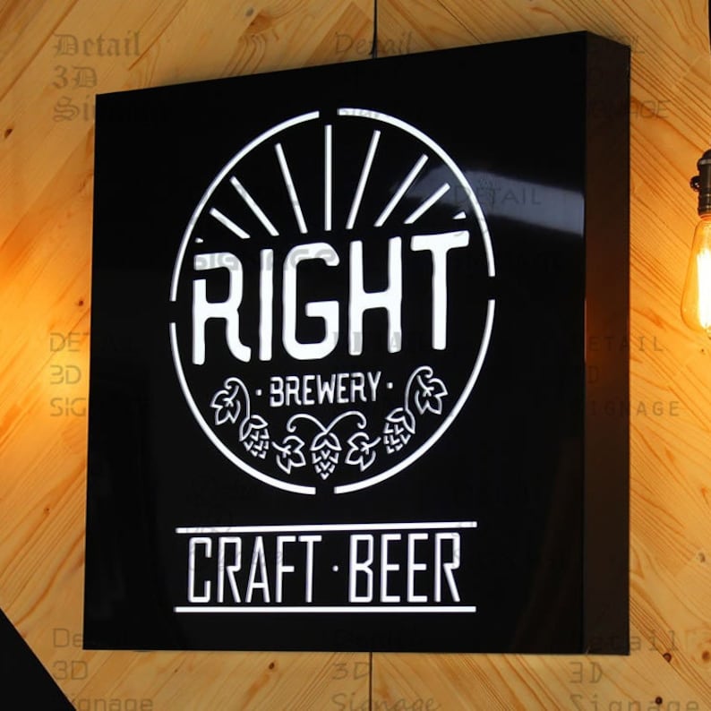 Custom Backlit Round Logo Sign: 3D Hollow Lightbox - Etsy