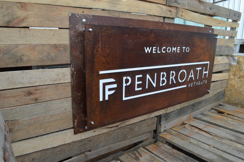 CORTEN rusted Steel LED Backlit Sign Backlit Business - Etsy Canada