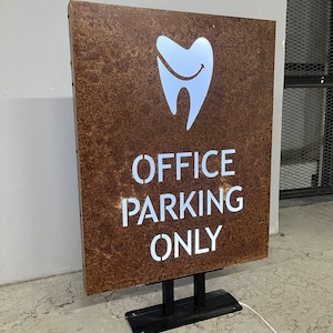 Rusty Double Sided Signage, Corten Light Box, Rusty Blade Signage ...