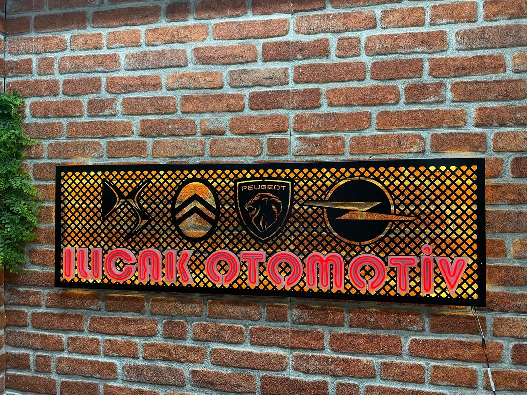 Custom LED Garage Sign - Illuminated Car Showroom Sign, Backlit Auto ...