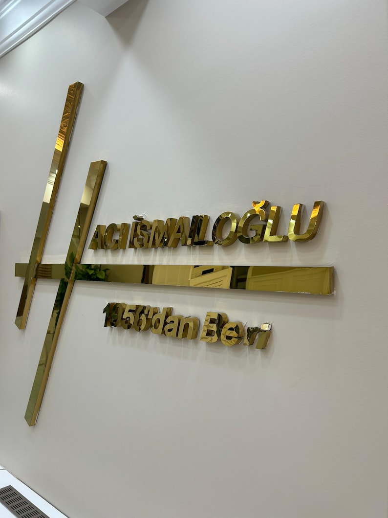 Premium Metal Office Sign. Custom Metal Logo Sign, 3D Laser Cut ...