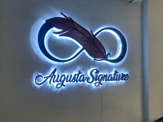 Custom Led Illuminated Logo Sign Brushed Metal Logo Signage - Etsy