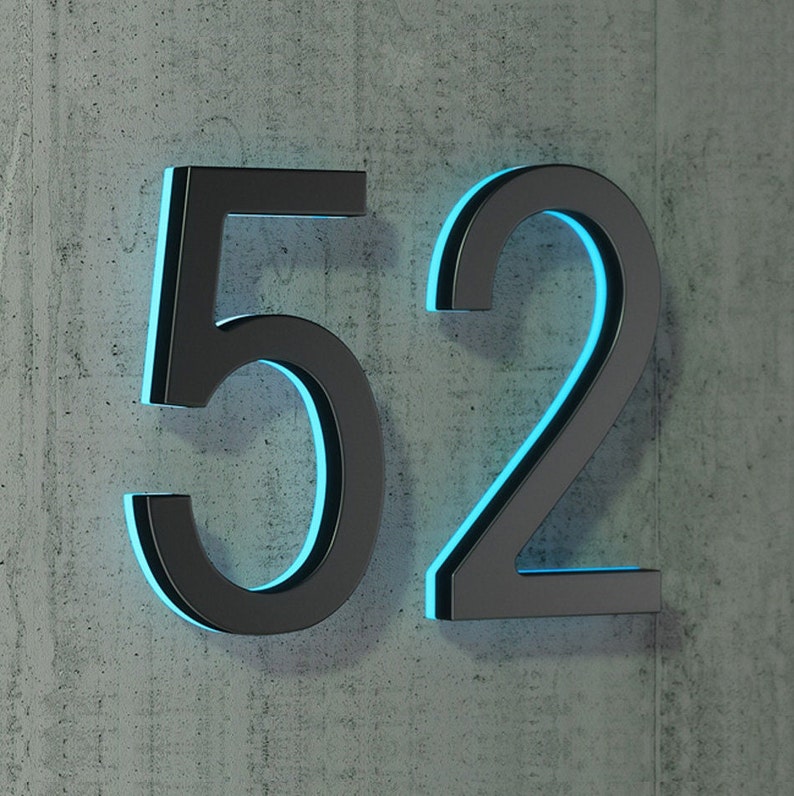 Metal 3D Led House Numbers Light Outdoor Waterproof Stainless - Etsy