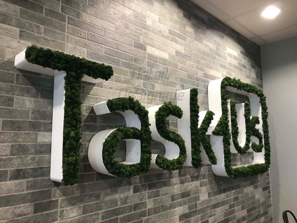 Wall Moss Office Sign Vertical Moss Art Natural Office Wall - Etsy Canada