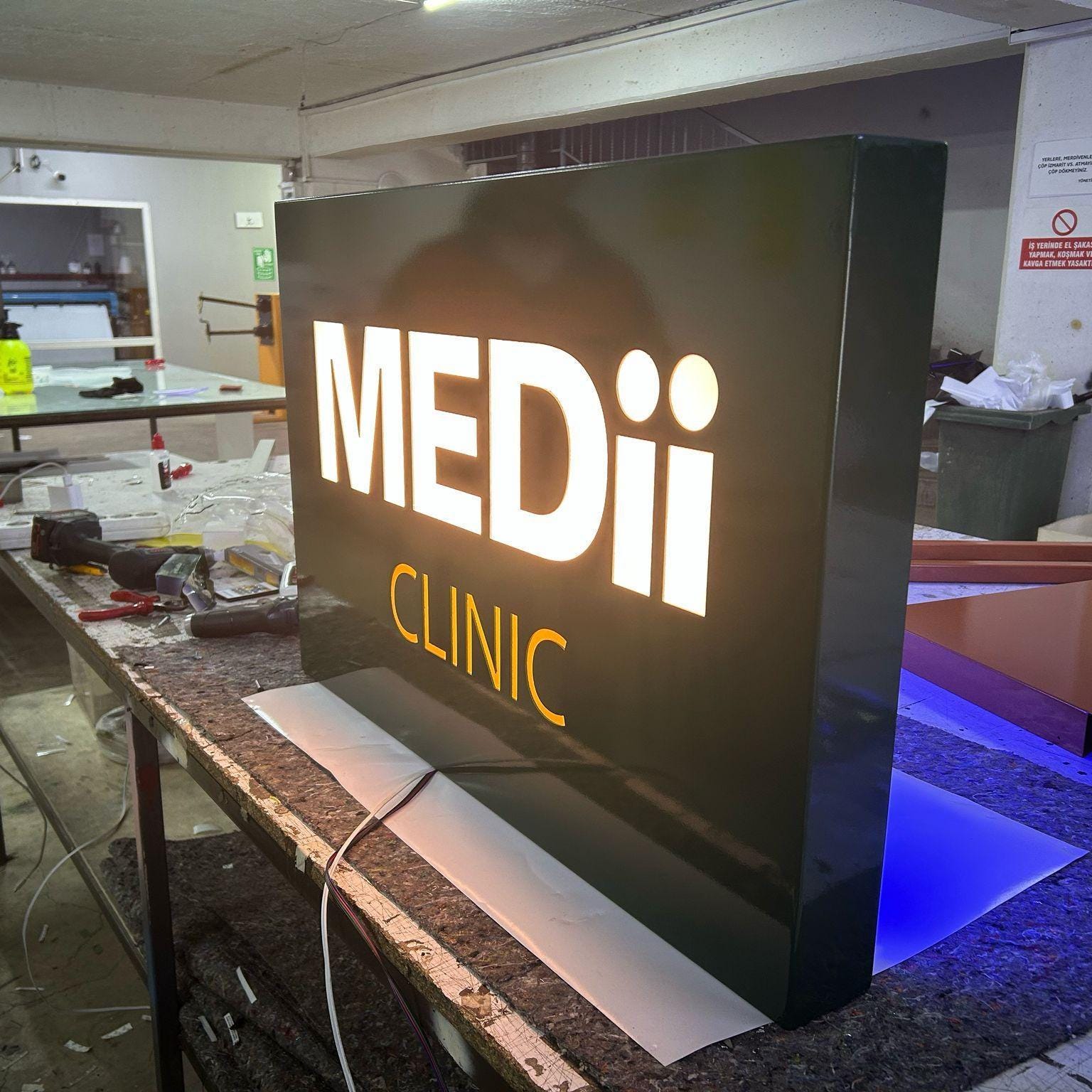 Custom LED Backlit Business Sign: 3D Metal Wall Logo - Etsy