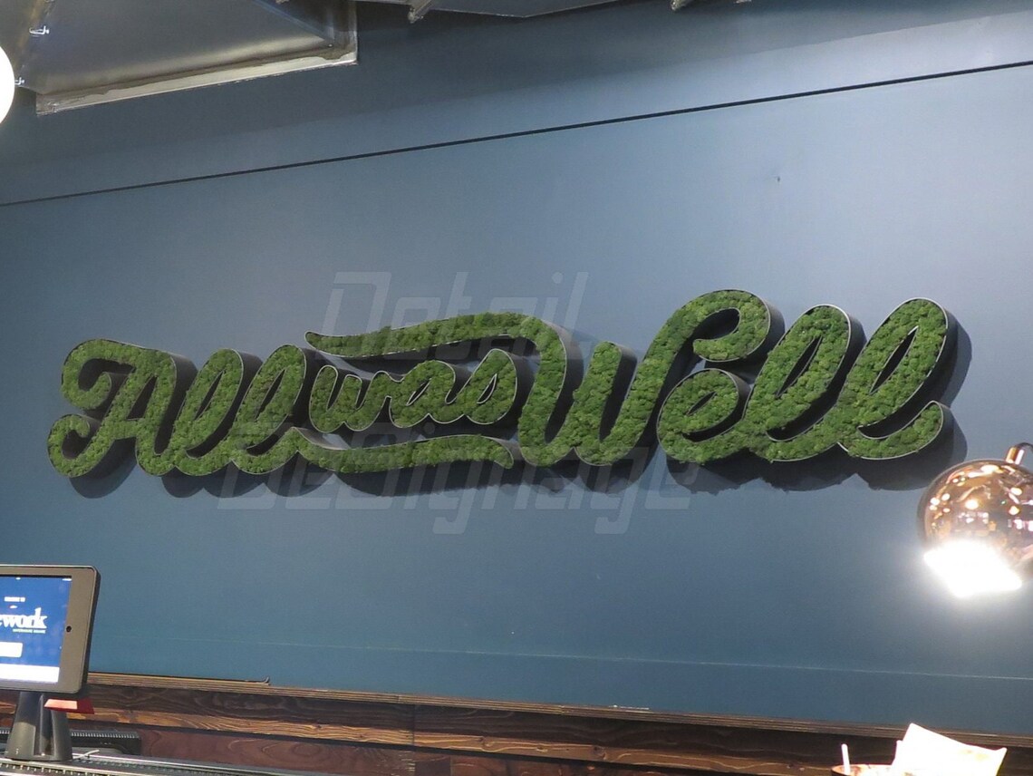 Wall Moss Letters Office Sign Interiors Vertical Moss Art - Etsy