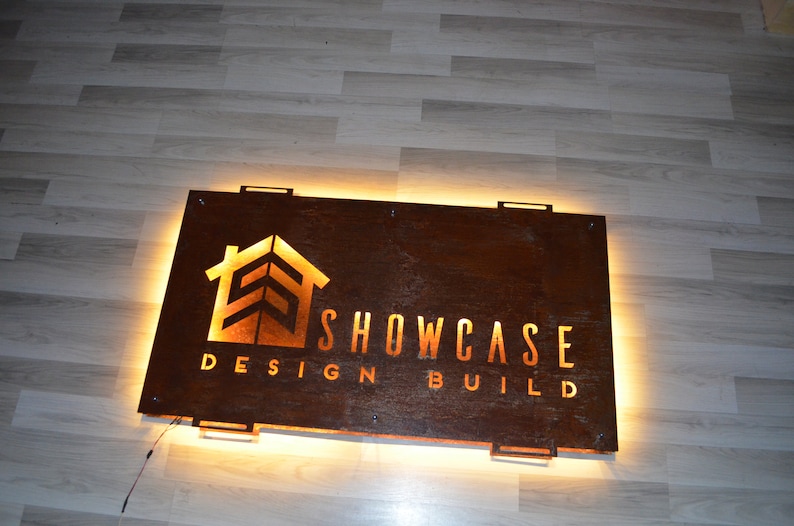 CORTEN rusted Steel LED Backlit Sign Backlit Business - Etsy Canada