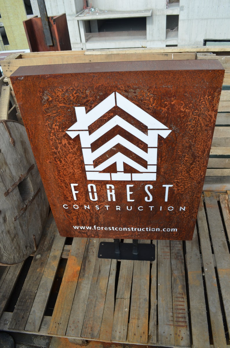 Corten Steel Light Box: Rusty Double Sided LED Business Sign - Etsy