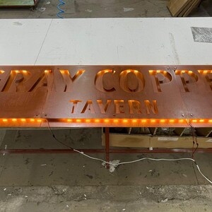 CORTEN rusted Steel LED Backlit Sign, Backlit, Business Sign-plaque ...