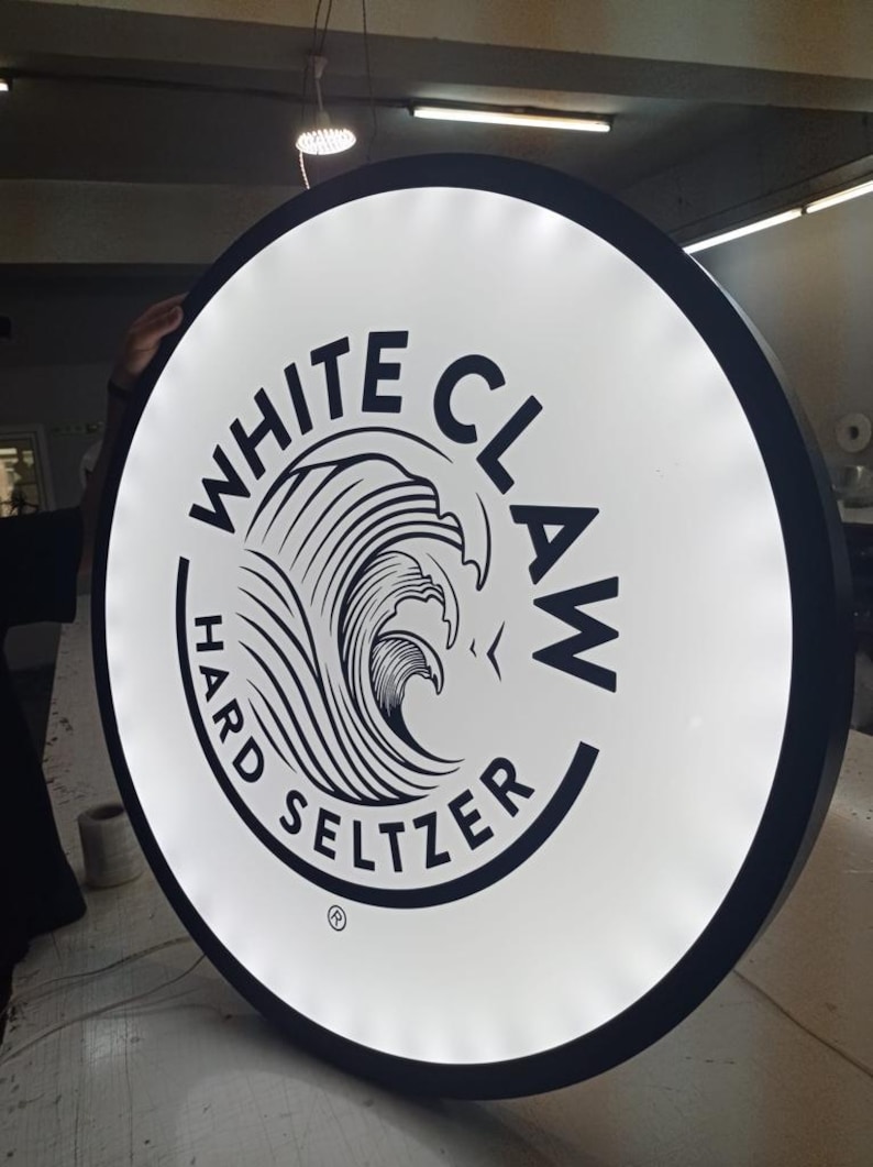 Custom Backlit Round Logo Sign: 3D Hollow Lightbox - Etsy