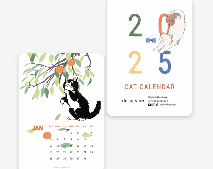 2025 Cat Desk Calendar, Cat Lover Calendar, 5 X 7 Cat Monthly Desktop ...