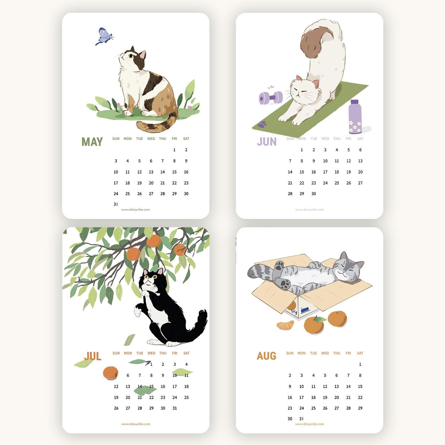 2026 Cat Desk Calendar, Monthly Desktop Calendar With Wooden Easel (5x7 ...