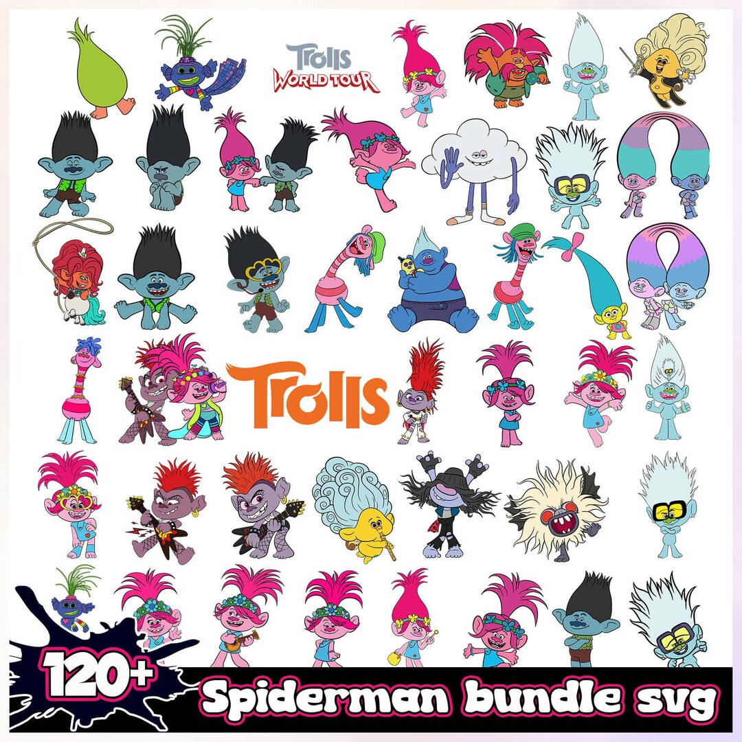 Trolls Bundle Svg, Trolls Clipart, Trolls PNG Bundle, Trolls Characters ...