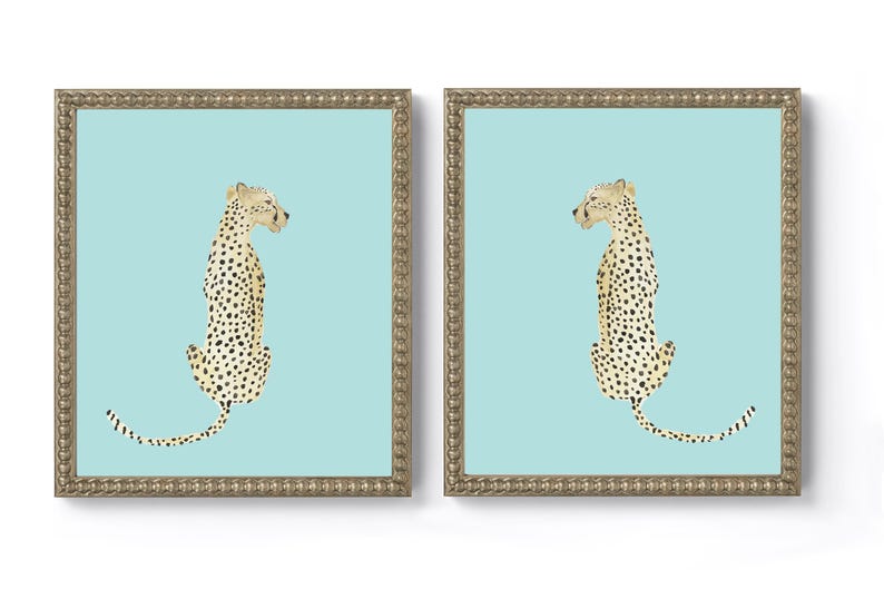 Set of Cheetah Wall Art Prints Unframed | Palm Beach Decor | Preppy ...