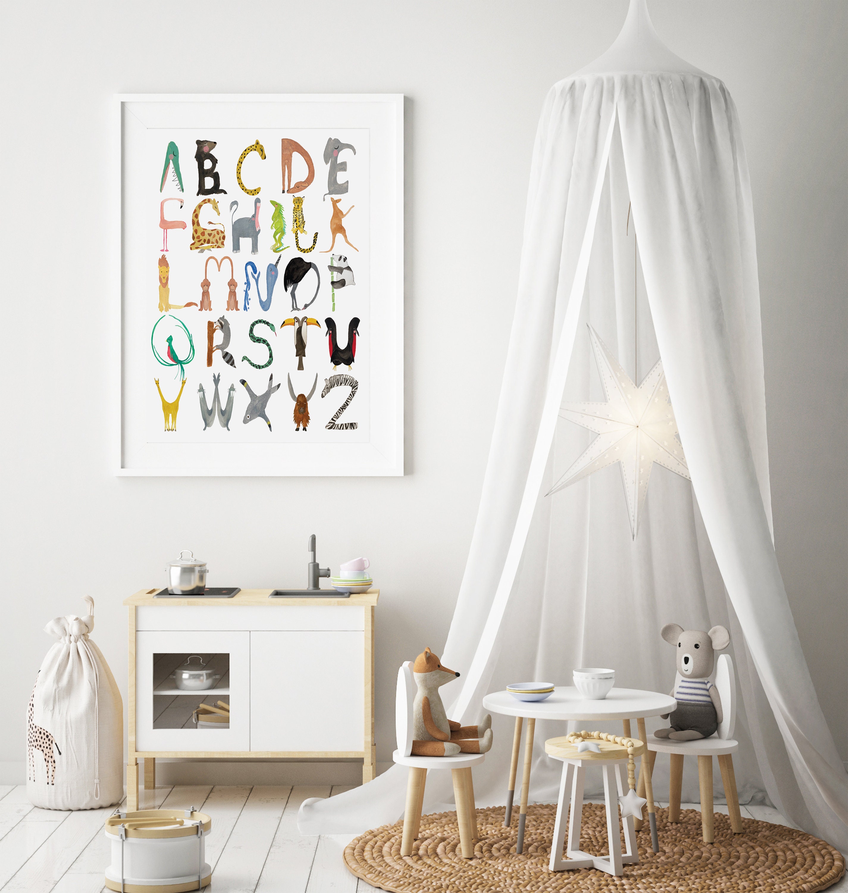 Animal Alphabet Print Nursery Wall Art Zoo Animal Prints | Etsy