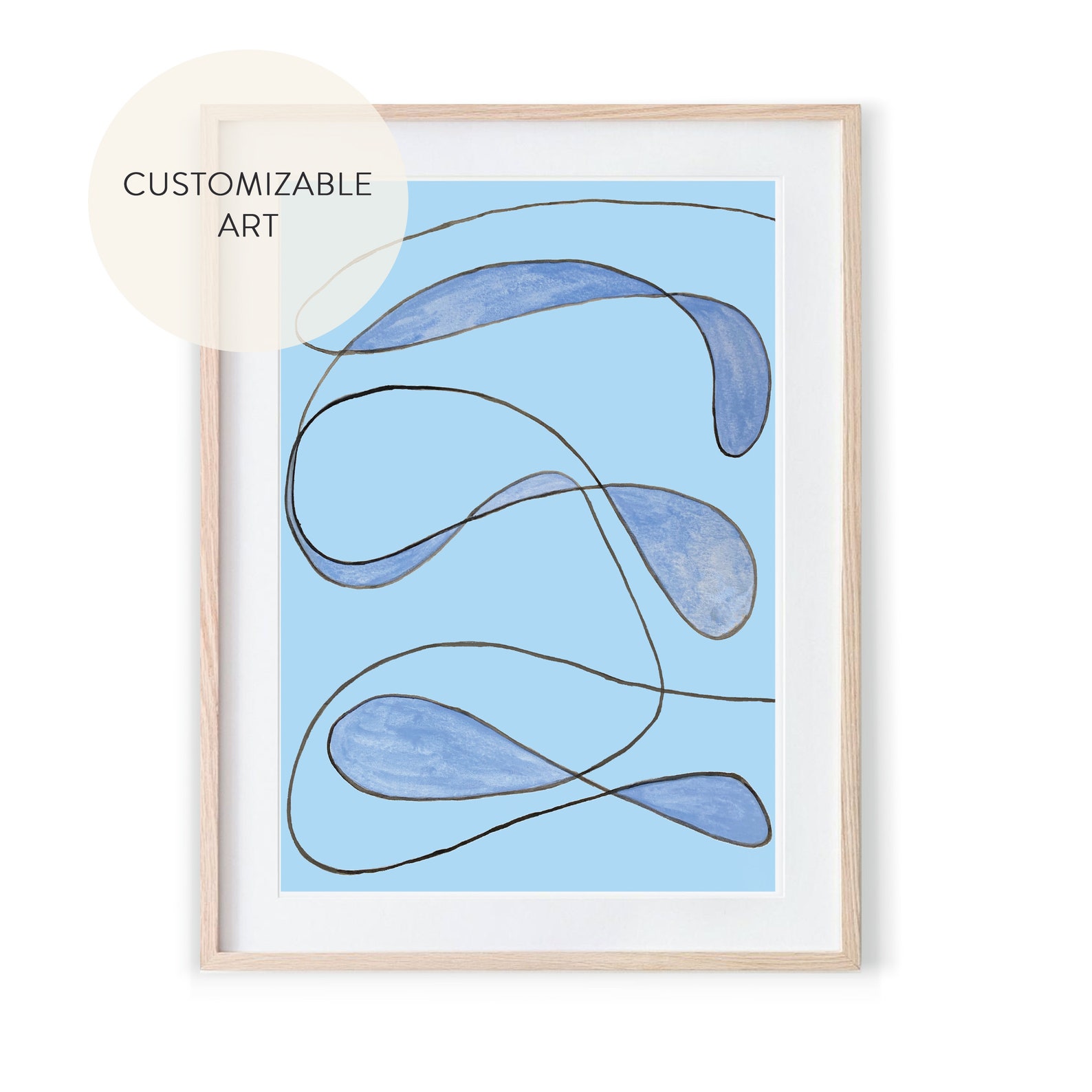 CUSTOM COLOR One Line Drawing Original Art Print Scribble Art Modern ...