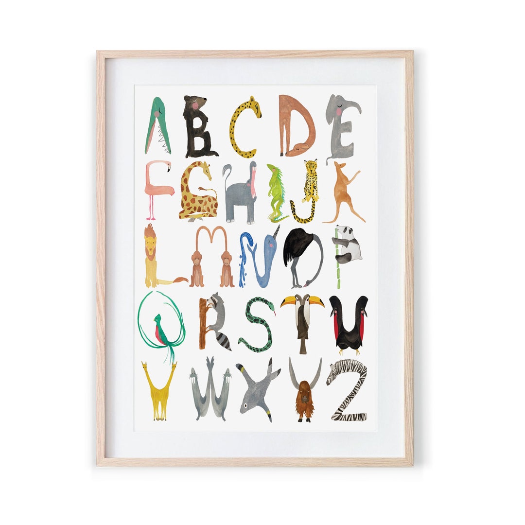 Animal Alphabet Print, Nursery Wall Art, Zoo Animal Prints, Animal ...