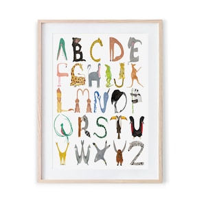 Animal Alphabet Print, Nursery Wall Art, Zoo Animal Prints, Animal ...