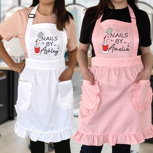 Custom Nail Salon Apron, Personalized Baker Ruffled Apron, Makeup Apron ...